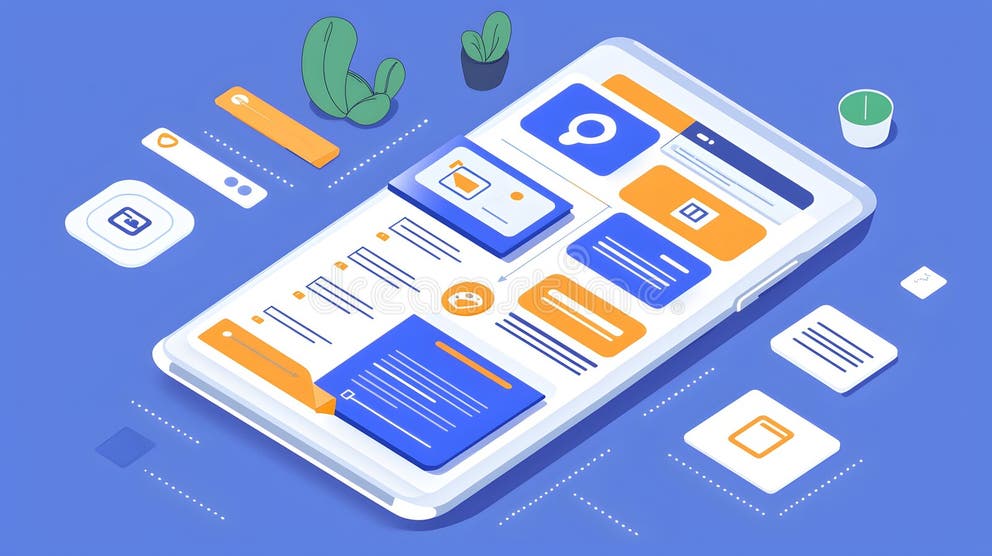 Mobile App User Interface Design Modern Smartphone Screen Flat Lay ...