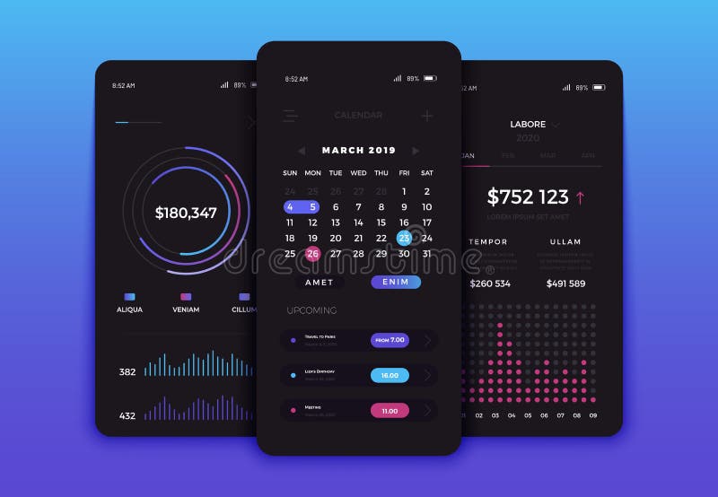 Mobile App User Interface Screen Design. UI, UX, GUI Web Icons for ...