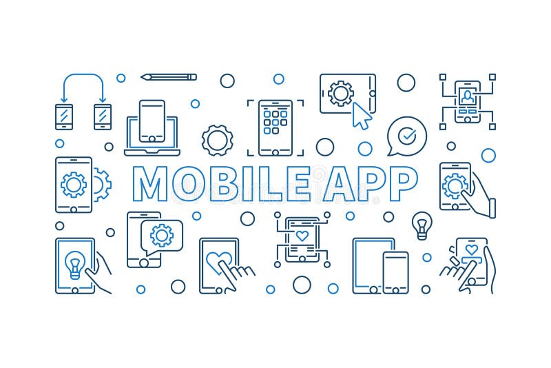Mobile App Vector Concept Outline Banner or Illustration Stock Vector ...