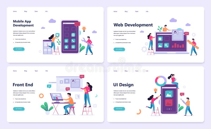 Mobile App and Web Development Banner Concept Set Stock Vector ...