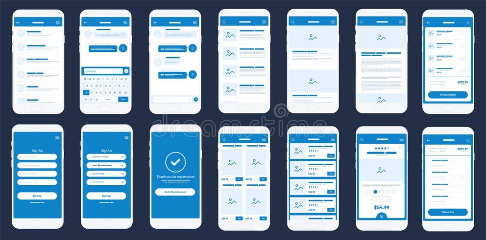 Wireframe App Screens Stock Illustrations – 1,696 Wireframe App Screens ...