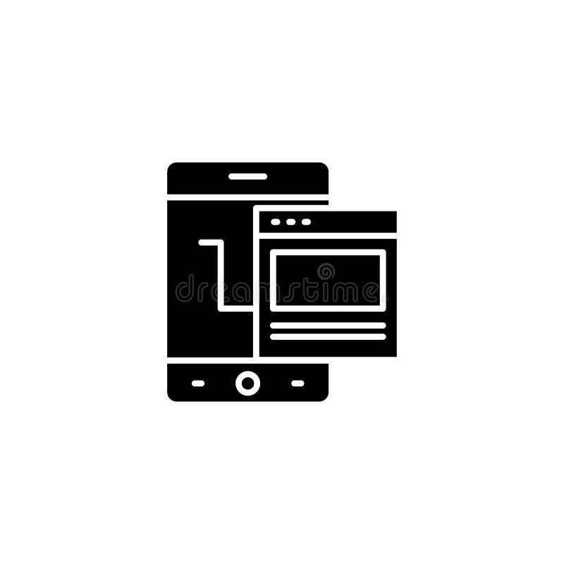 Mobile Application Black Icon Concept. Mobile Application Flat Vector ...