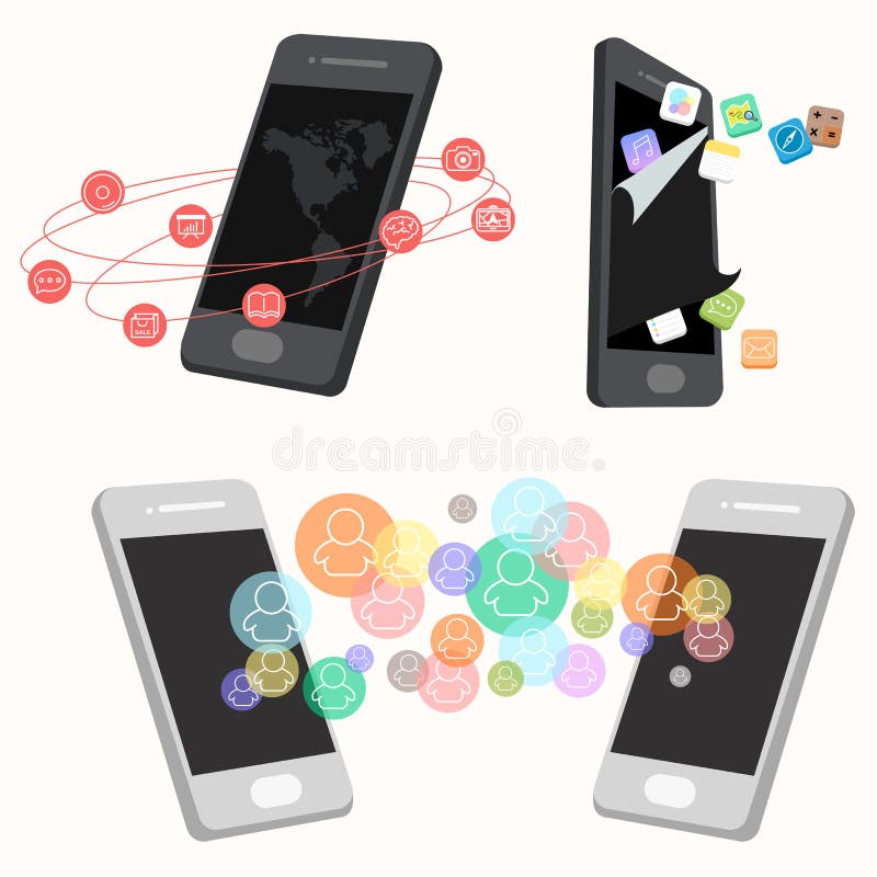 Mobile Application Concept Sketch Drawing Vector Stock Vector ...