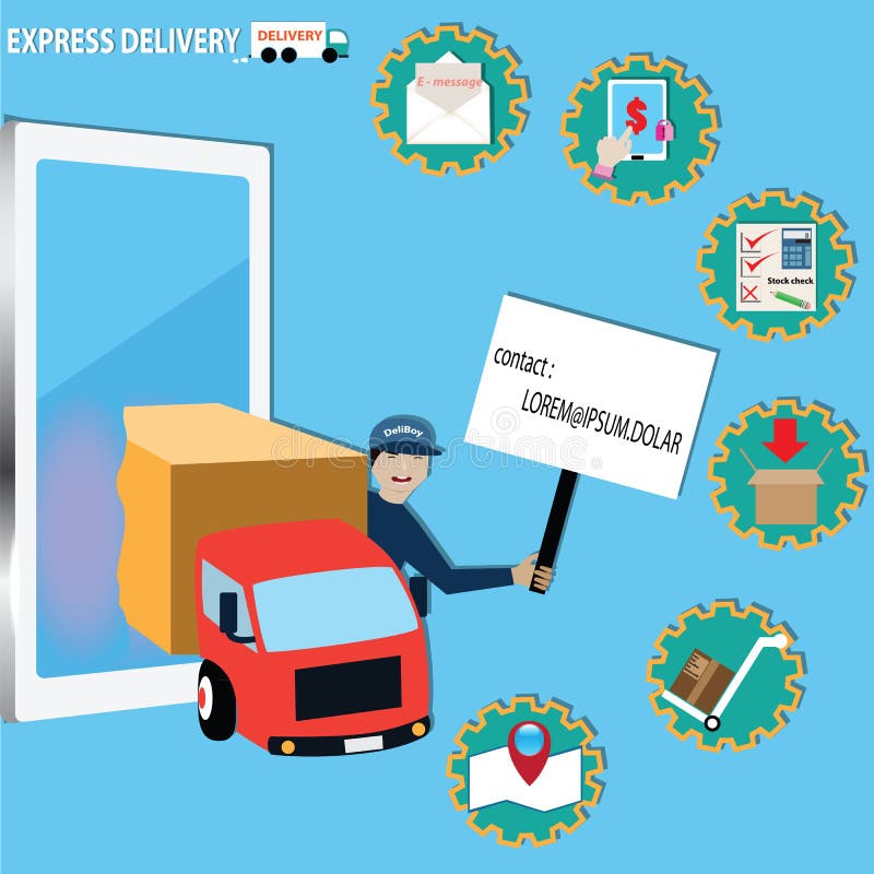 Mobile Application Concept, Delivery by Truck - Vector Stock Vector ...
