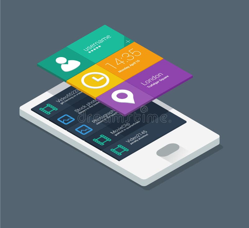 Vector Mobile Ui Design with Login Stock Vector - Illustration of sign ...