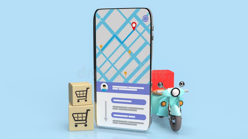 The Mobile Application for Delivery Business Concept 3d Rendering Stock ...