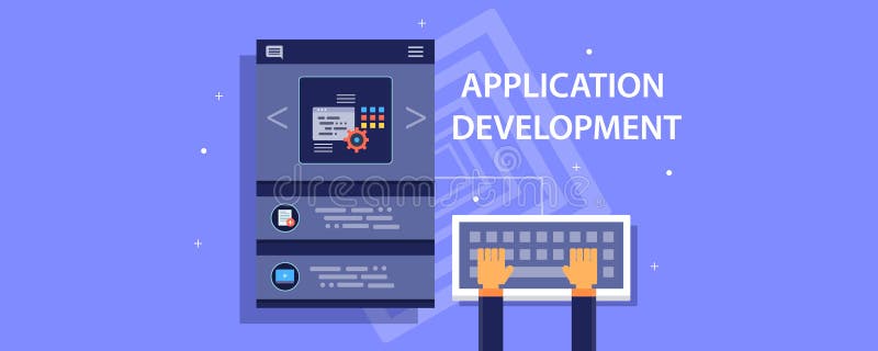Mobile Application Development - Coding - Programming Concept. Flat Design Vector Banner. Stock ...