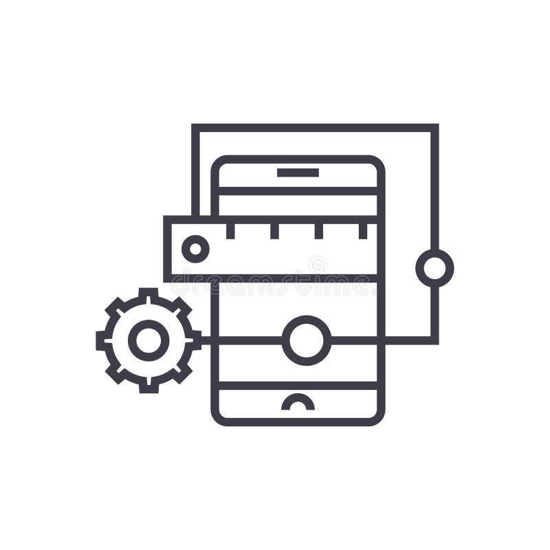 Mobile Application Development Concept Vector Thin Line Icon, Symbol ...