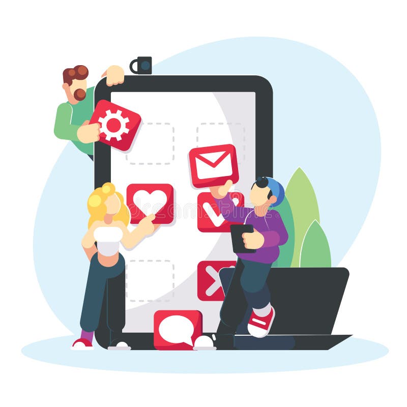 Mobile Application Development Creative Design. Teamwork Student Social ...