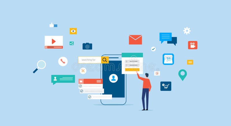 Mobile Application Development and Design Process Stock Vector ...