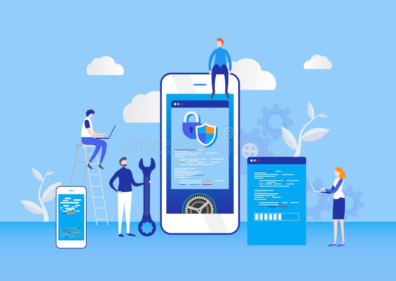 Mobile Application Development Process. Developer, Programmer, Teamwork ...