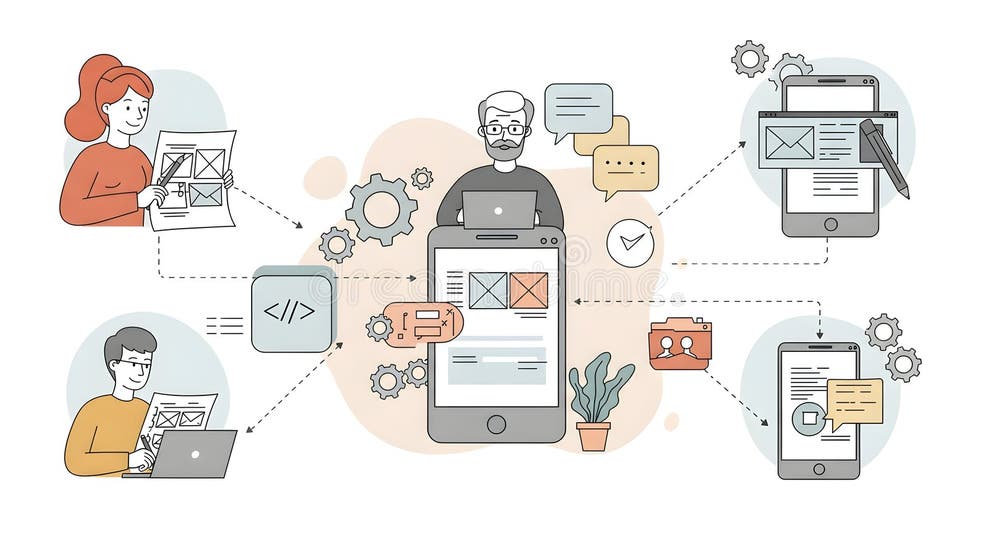 Mobile Application Development Process with Team Collaboration Stock ...