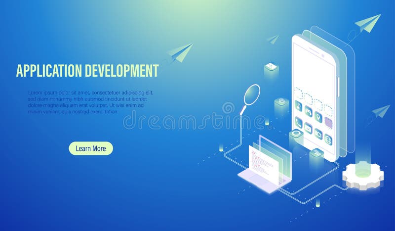 Mobile Application Development And Program Coding Concept Software Building By Computer Laptop