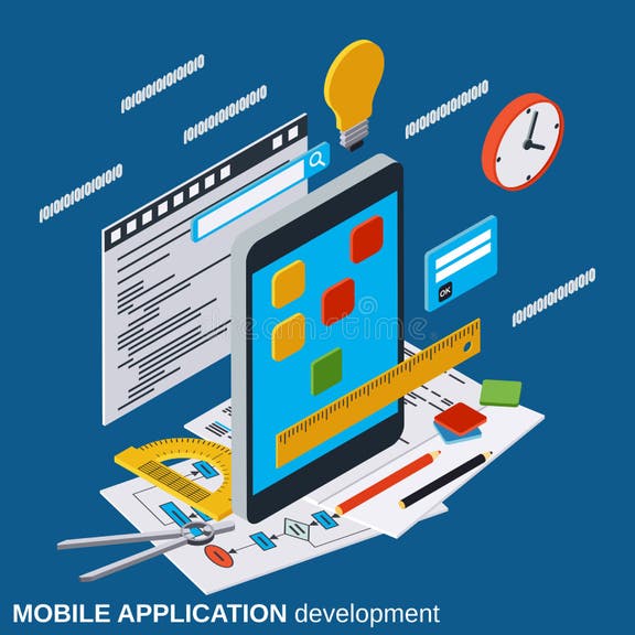 Mobile Application Development, Program Coding Vector Concept Stock Vector - Illustration of ...