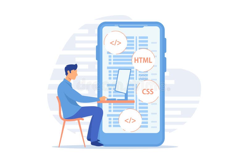 Mobile Application Development Programming Languages Css Html It Ui Stock Vector