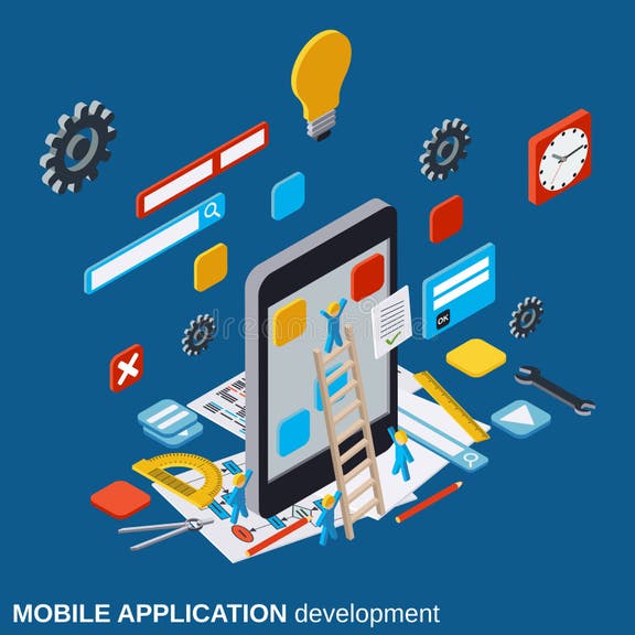 Mobile Application Development, SEO Process Vector Concept Stock Vector - Illustration of ...