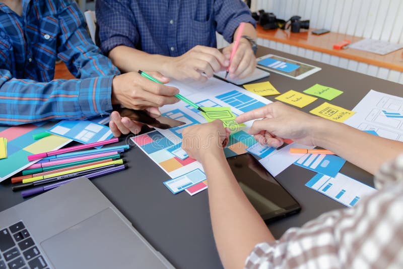 Mobile Application Development Team is Studying and Designing Ux Ui ...