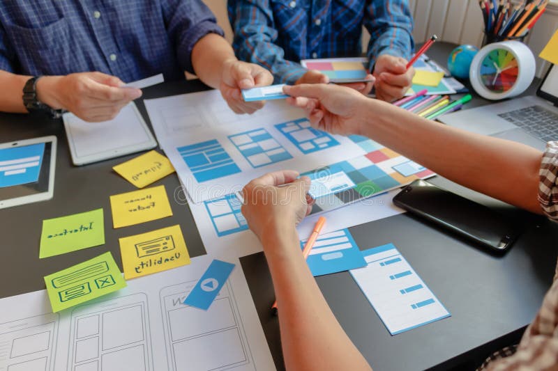 Mobile Application Development Team is Studying and Designing Ux Ui ...