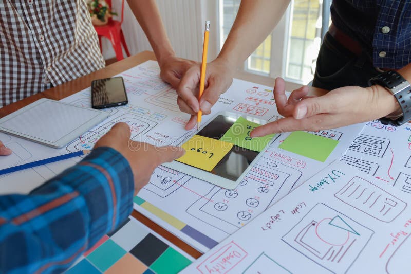 Mobile Application Development Team is Studying and Designing Ux Ui ...