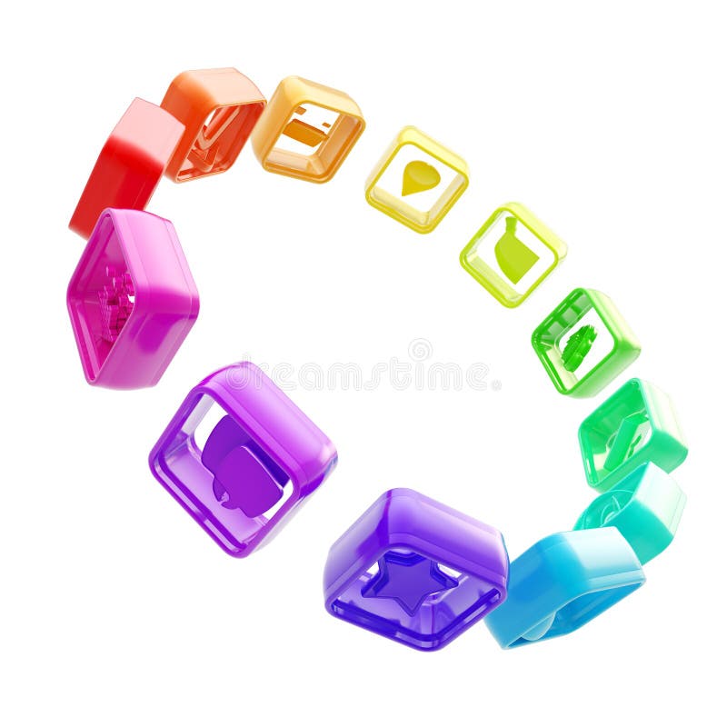 Mobile Application Emblems in a Circle Isolated Stock Illustration ...