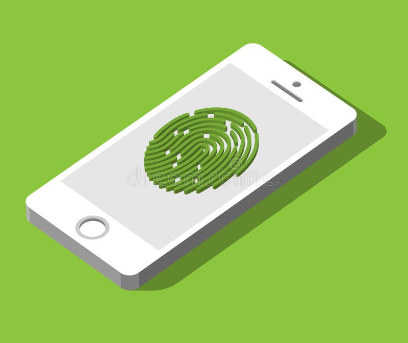 Mobile Application for Fingerprint Recognition in 3d Stock Vector ...