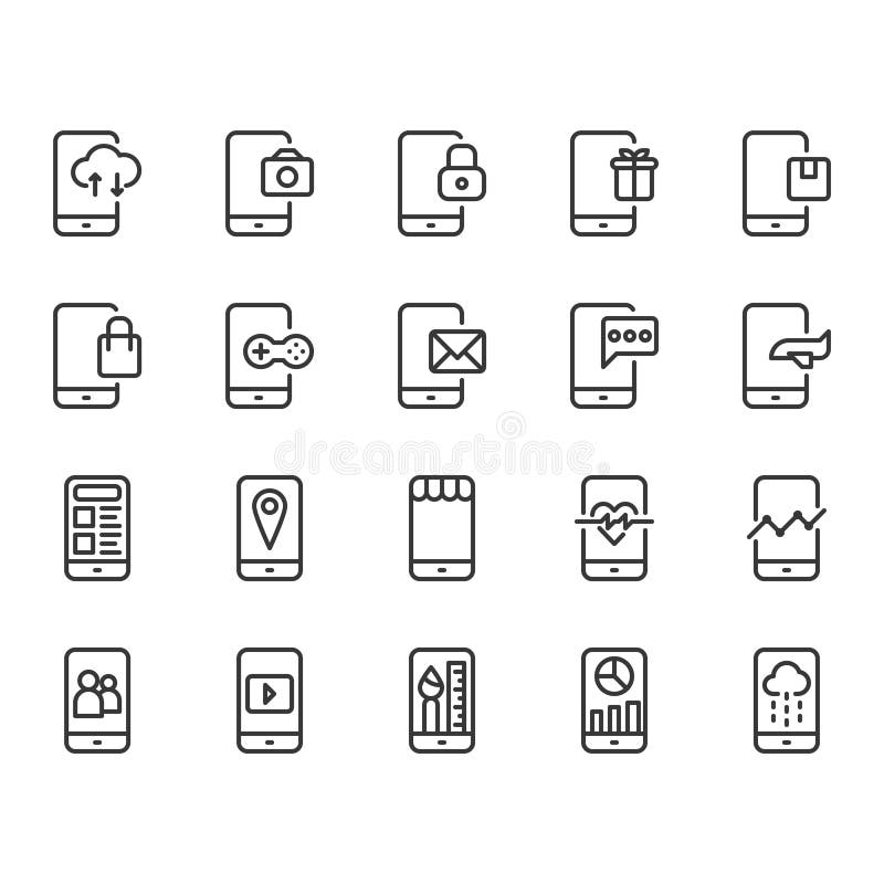 Mobile Application Icon Set. Vector Illustration Stock Vector ...