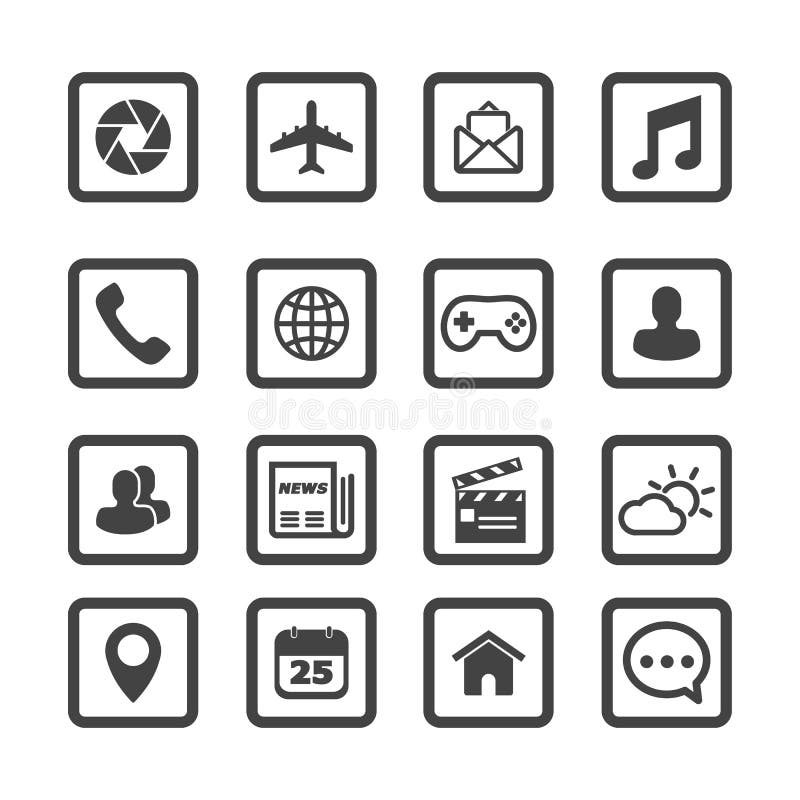 Mobile application icons stock vector. Illustration of airplane - 40187262
