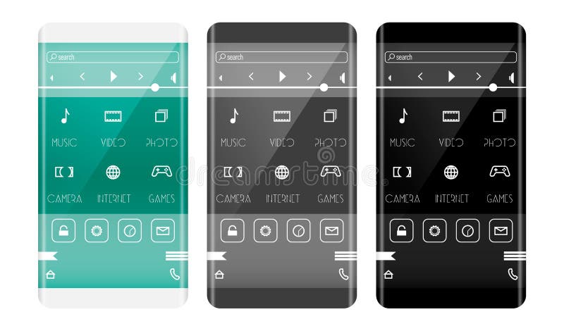 Mobile Application Interface Concept. Phone with Curved Edge Stock Vector - Illustration of ...