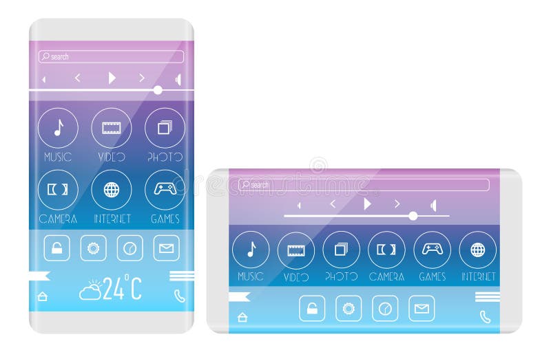 Mobile Application Interface Concept. Phone and Tablet with Curved Edge ...