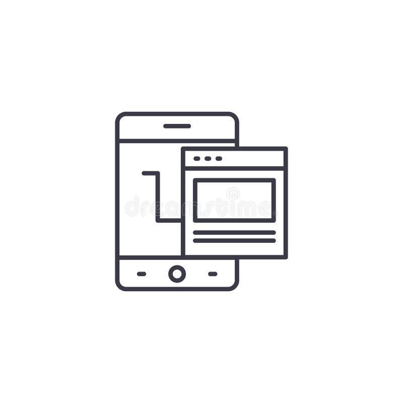 Mobile Application Linear Icon Concept. Mobile Application Line Vector ...