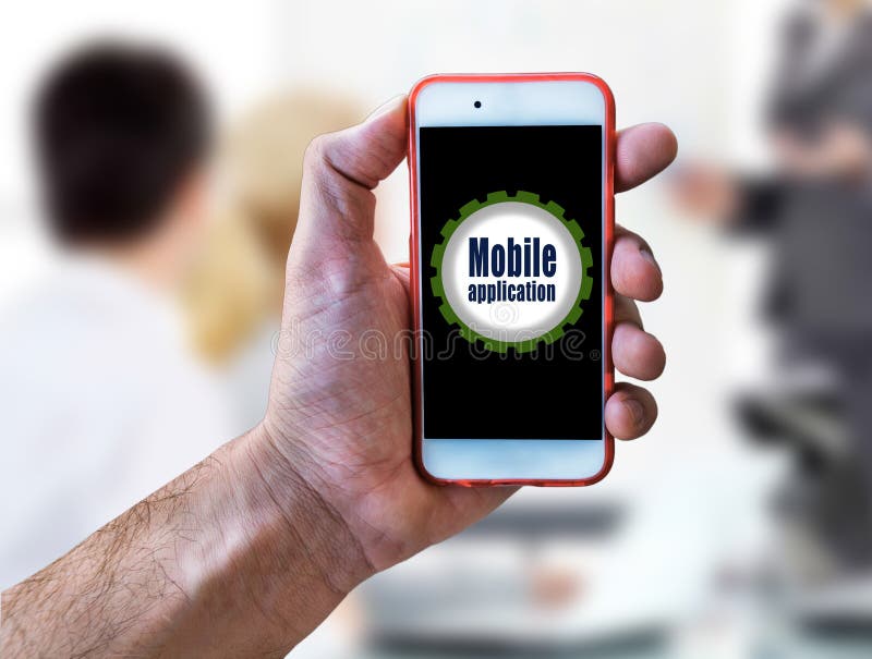 Mobile Application Marketing Concept Hand Holding Mobile Stock Image ...