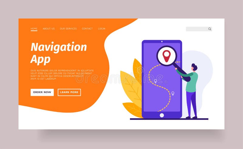 Mobile Application for Navigation. Laying Web Route To Destination ...
