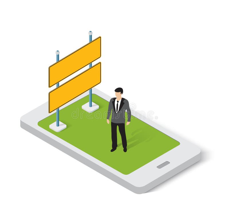 Mobile Application for Online Ads and Internet Signs Stock Illustration ...