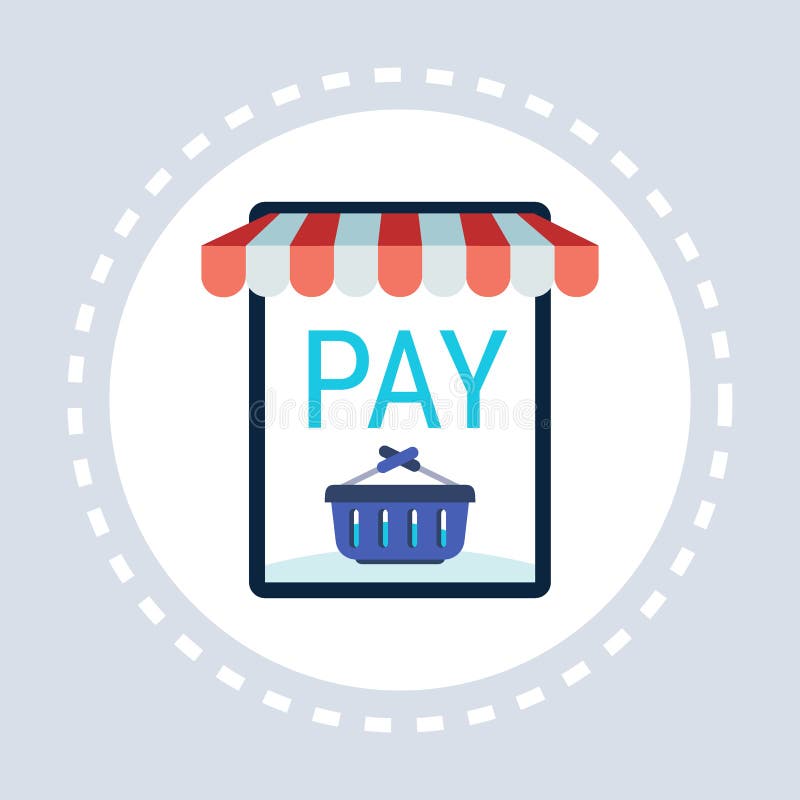 Mobile Application Online Shop Pay Button Shopping Icon Concept Flat ...