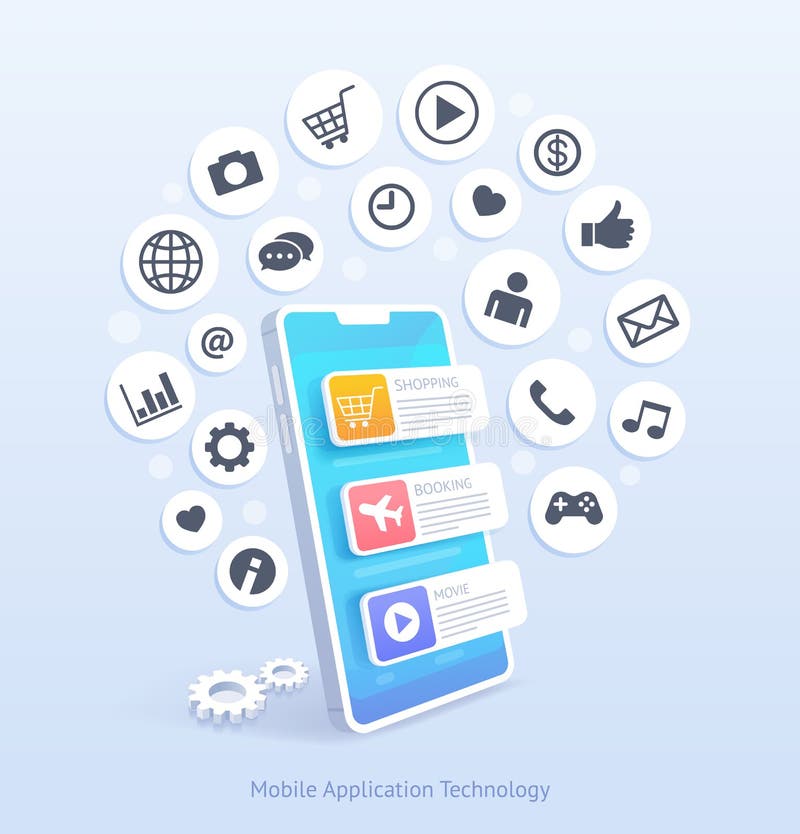 Mobile Application Development Vector Isometric Illustrations Stock ...