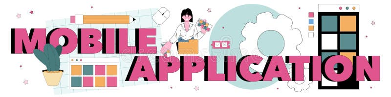 Mobile Application Typographic Header. Smartphone App Interface Stock ...