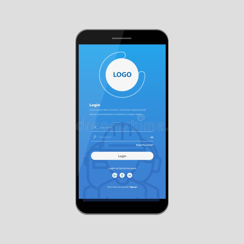 Mobile Application UI Login Page Stock Illustration - Illustration of ...