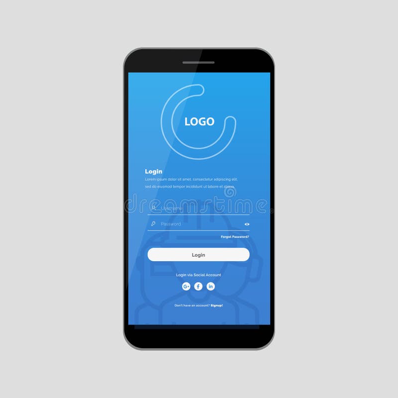 Mobile Application UI Login Page Stock Illustration - Illustration of ...