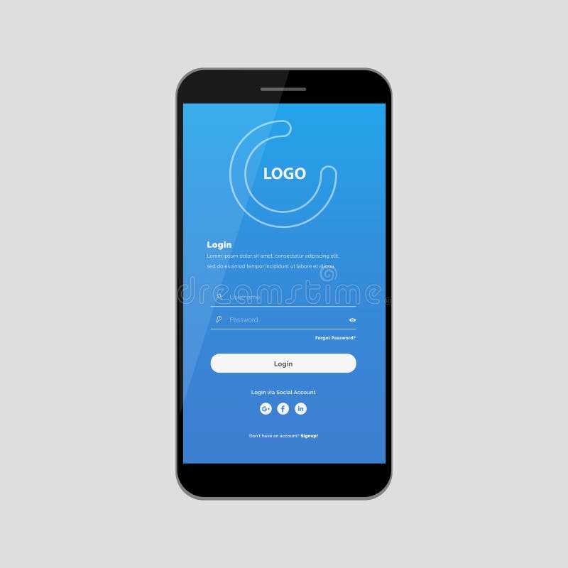Mobile Application UI Login Page Stock Illustration - Illustration of ...