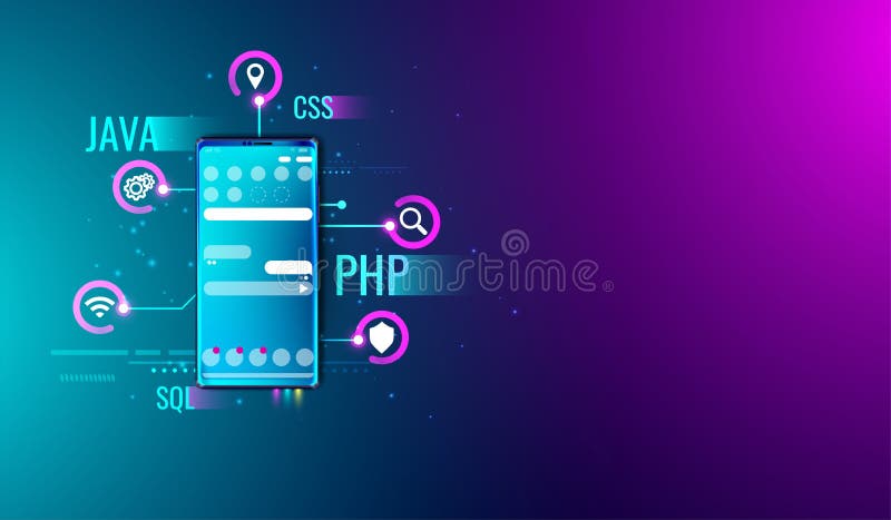 Web Development Application Design Coding And Programming On Laptop And Smartphone Concept