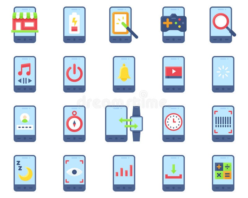Mobile Application Vector Icon Set 3, Flat Stye Stock Vector ...