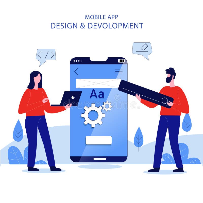 Mobile Application or Website Development Process Illustration Concept Vector Stock Illustration ...