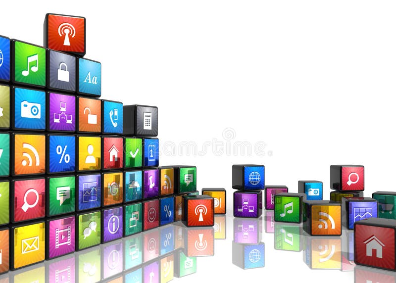 Mobile Applications and Media Technology Concept Stock Illustration ...