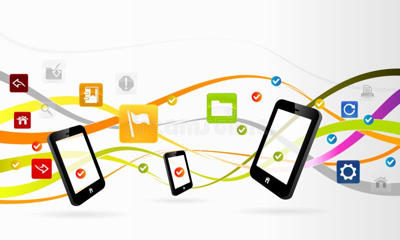 Mobile Applications and Media Technology Concept Stock Illustration ...