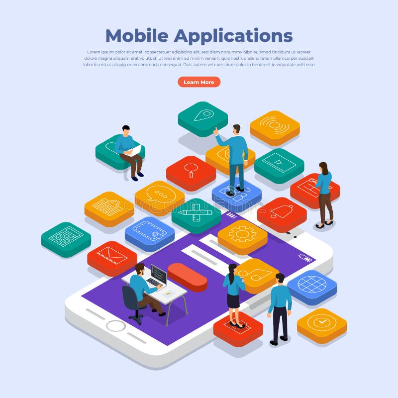 Mobile Applications And Media Technology Concept Stock Illustration ...