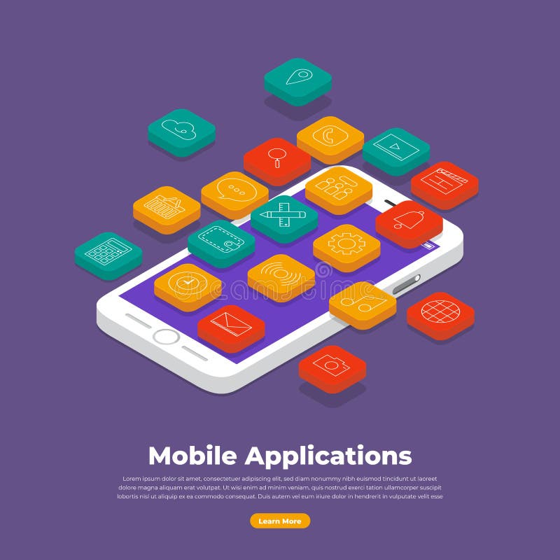 Mobile Applications And Media Technology Concept Stock Illustration ...