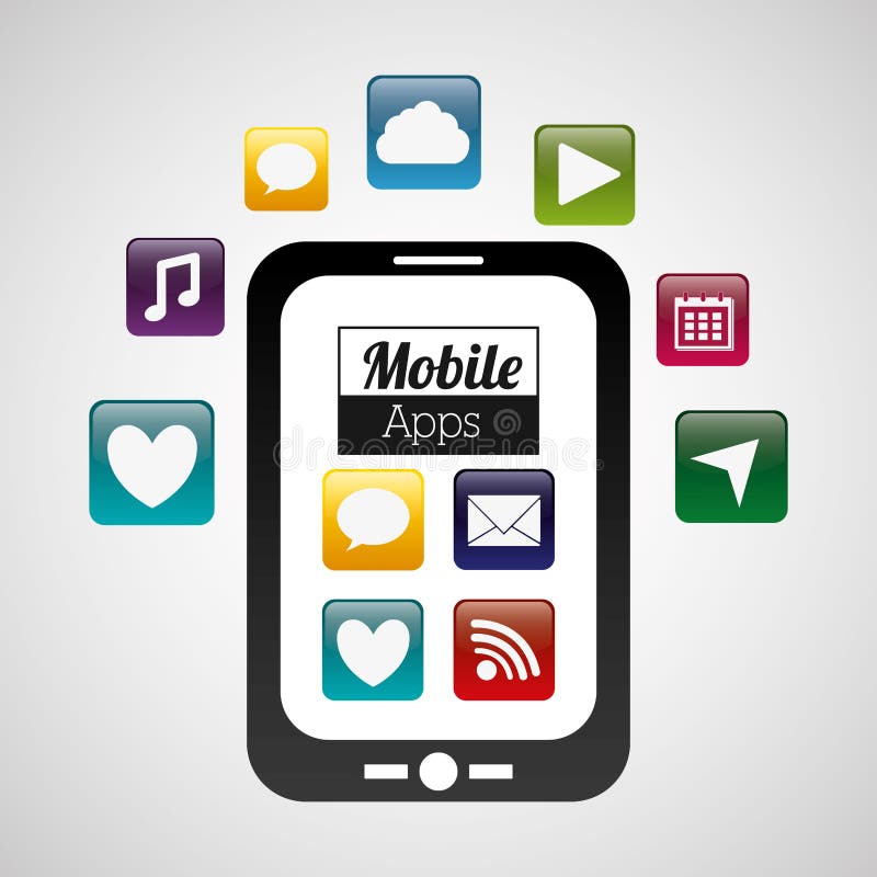 Mobile Applications Entertainment. Stock Vector - Illustration of chat ...