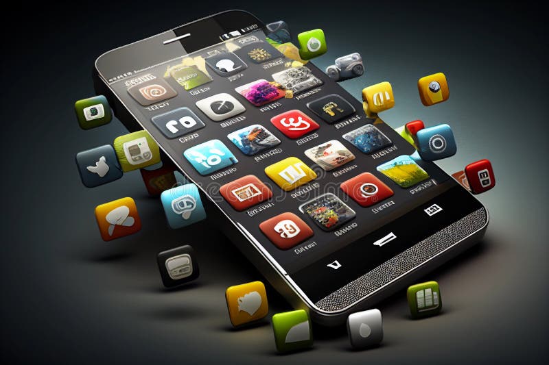 Mobile Applications and Internet. AI Generated Stock Illustration ...