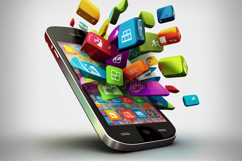 Mobile Applications and Internet. AI Generated Stock Illustration ...