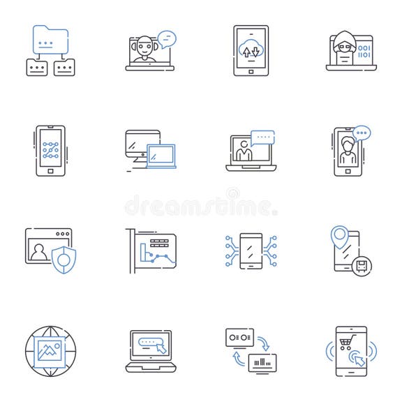 Mobile Applications Line Icons Collection. Design, Development, User ...